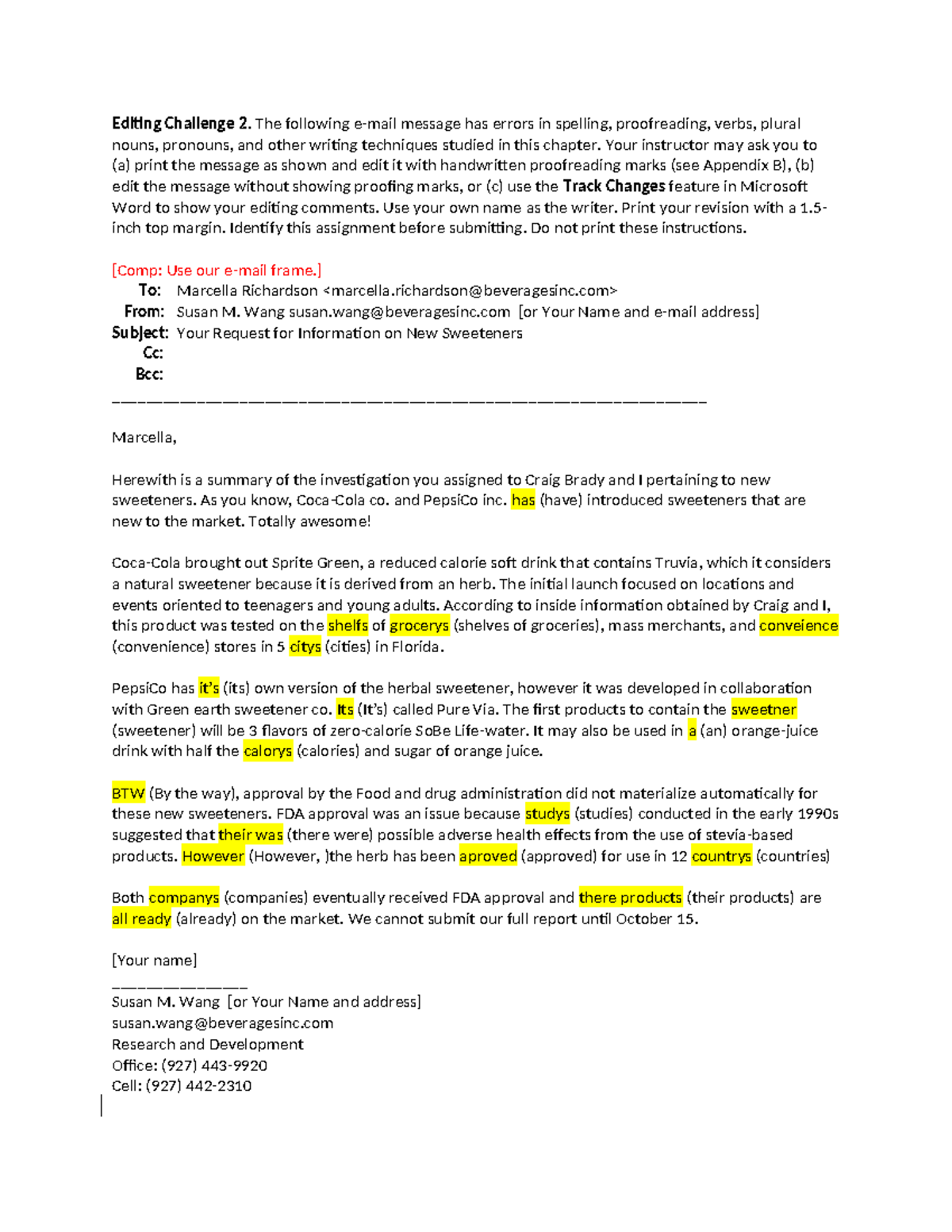 Editing Challenge 2: Spelling and Grammar Errors Review - Studocu