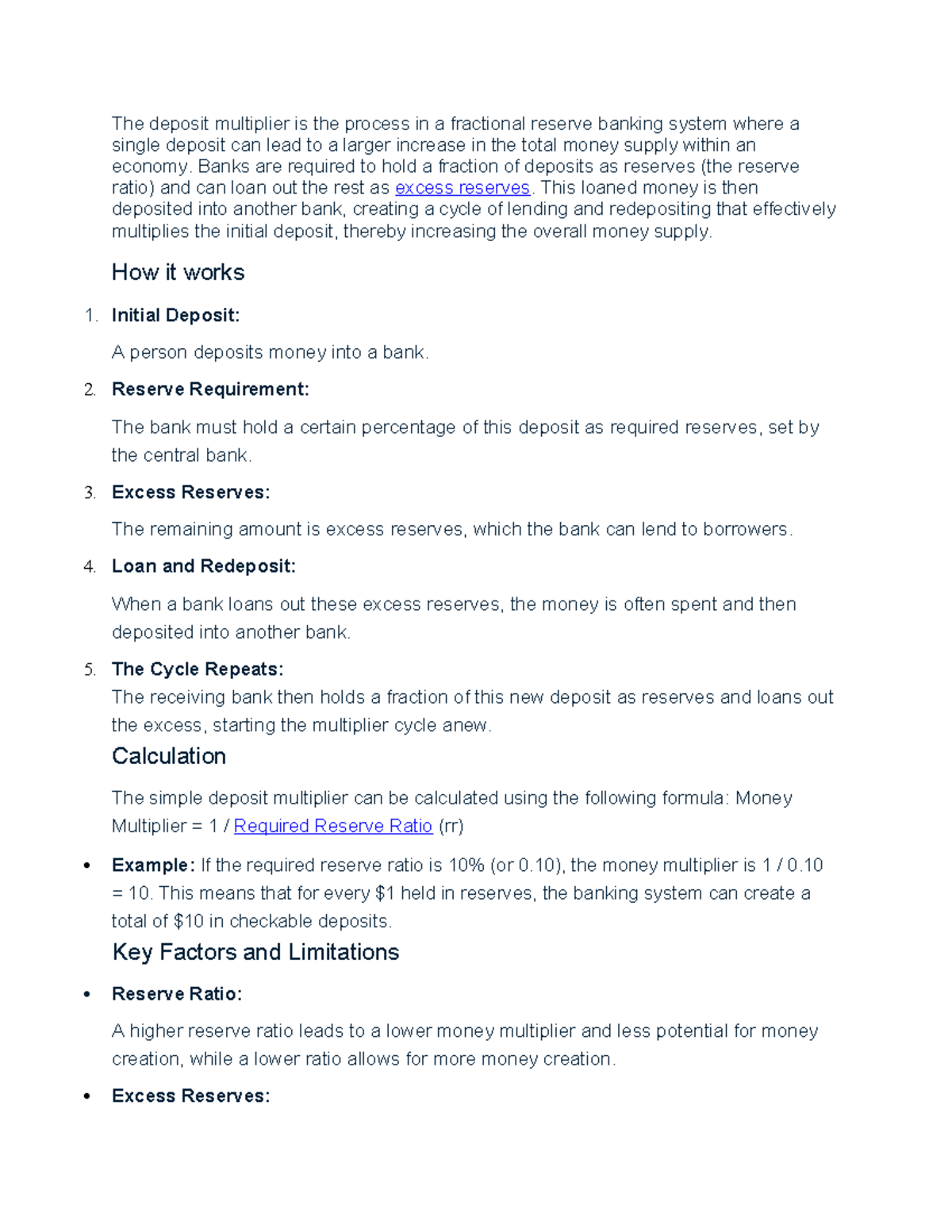 Understanding the Deposit Multiplier in Fractional Reserve Banking ...