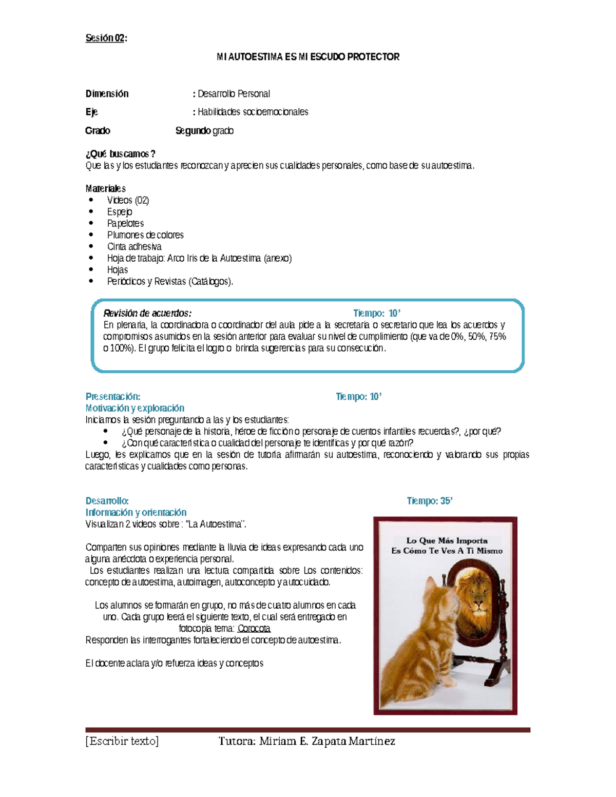 Autoestima como Escudo: Sesión para 2do Grado en Habilidades ...