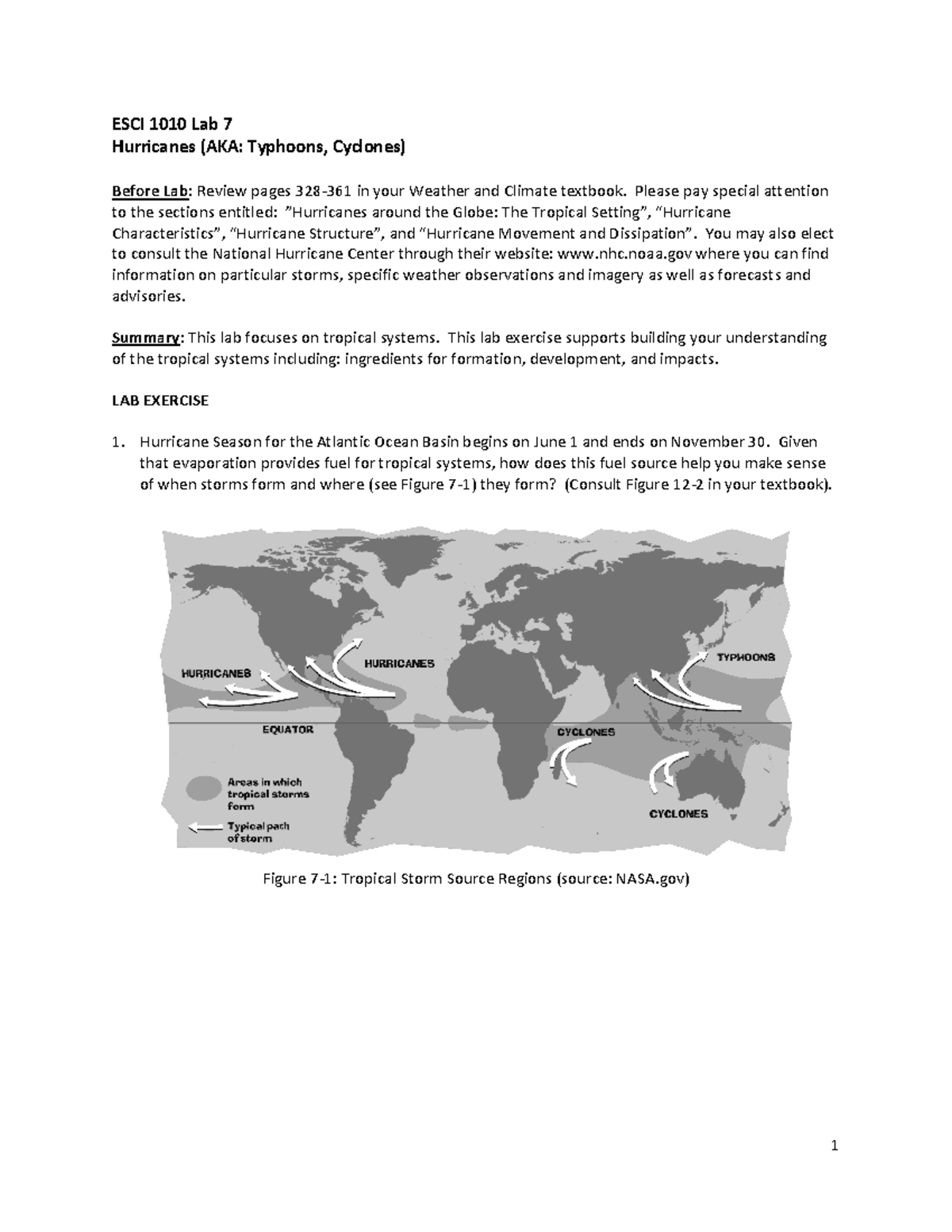 ESCI 1010 Lab 7: Understanding Hurricanes, Typhoons, and Cyclones - Studocu