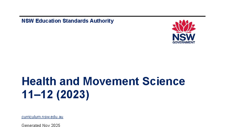 NESA Health and Movement Science Syllabus 11-12 (2023) Overview - Studocu