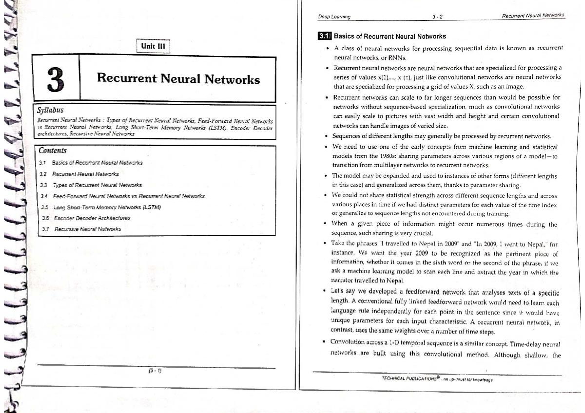 Deep Learning Recurrent Neural Networks: Unit A Overview and Concepts ...