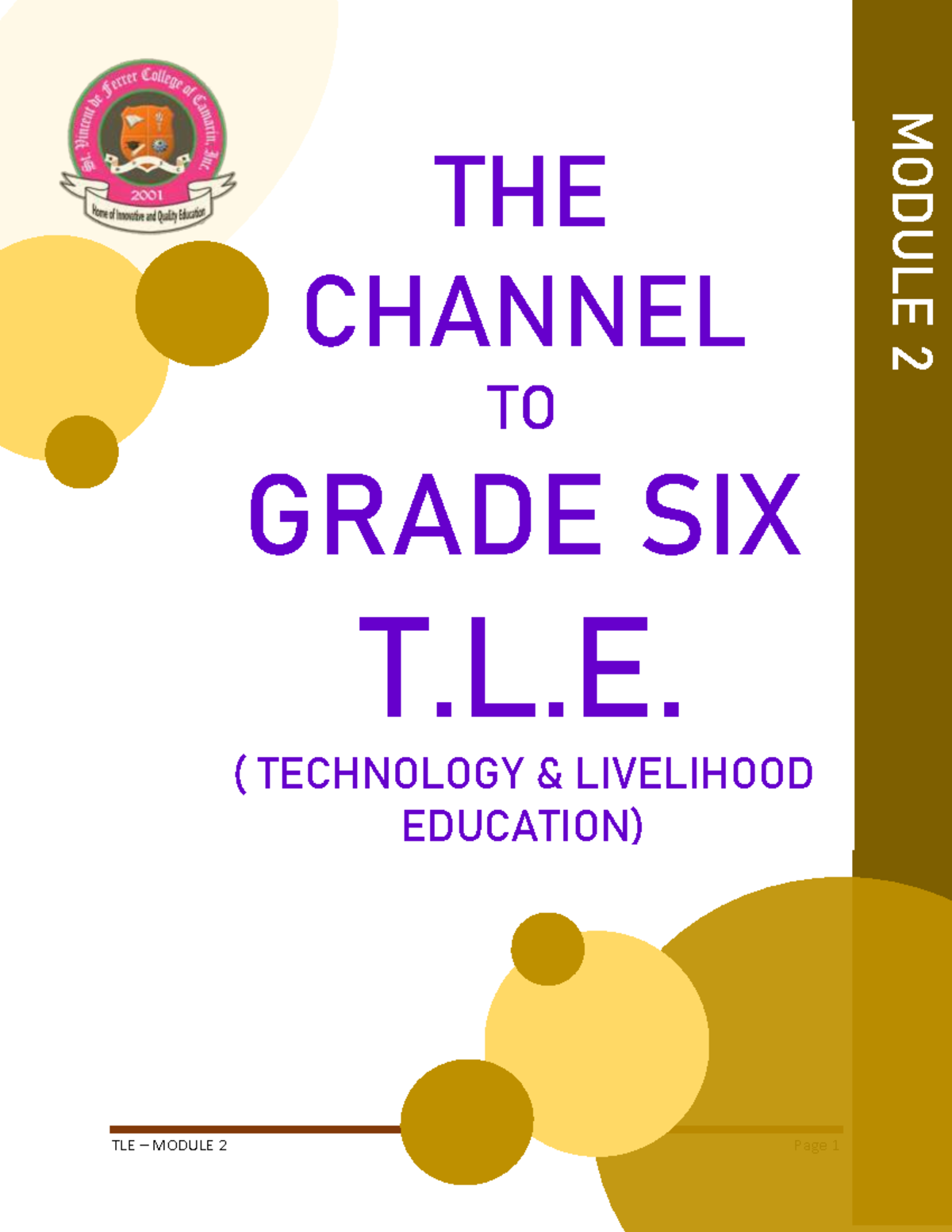 TLE 6: Module 2 - The Channel to Grade Six Overview - Studocu