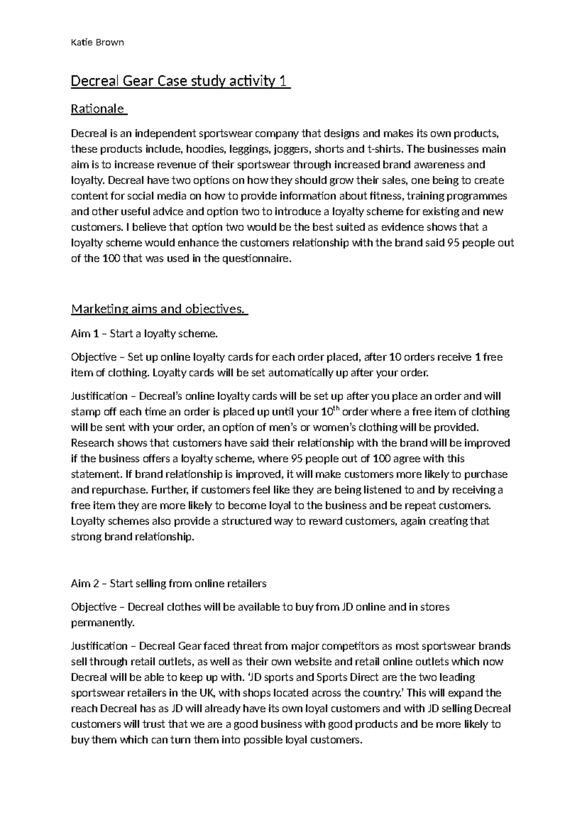 Decreal Gear Case Study Activity 1 - NJKTES Class Insights - Studocu