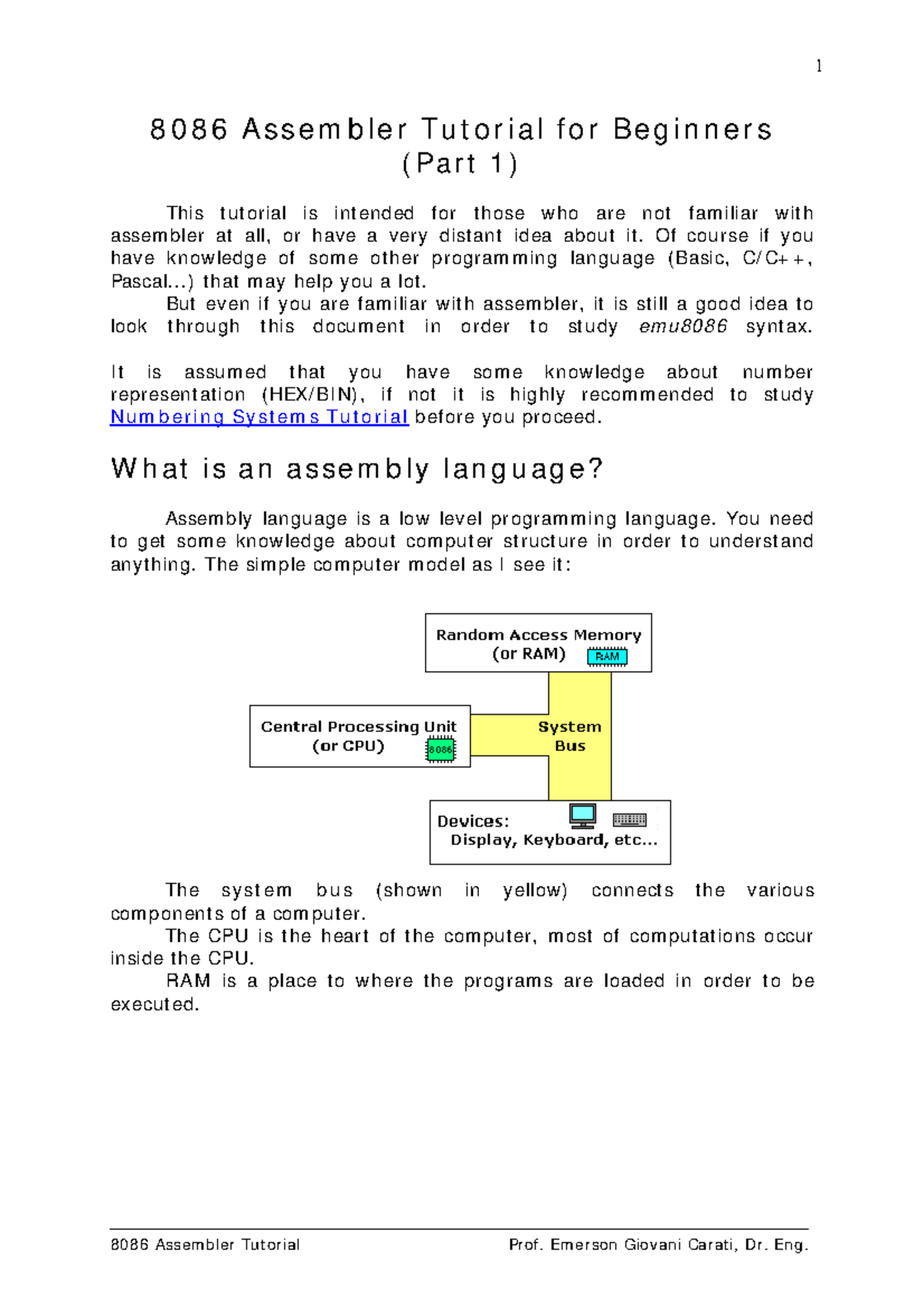 8086 Assembler Tutorial for Beginners: Part 1 Overview - Studocu