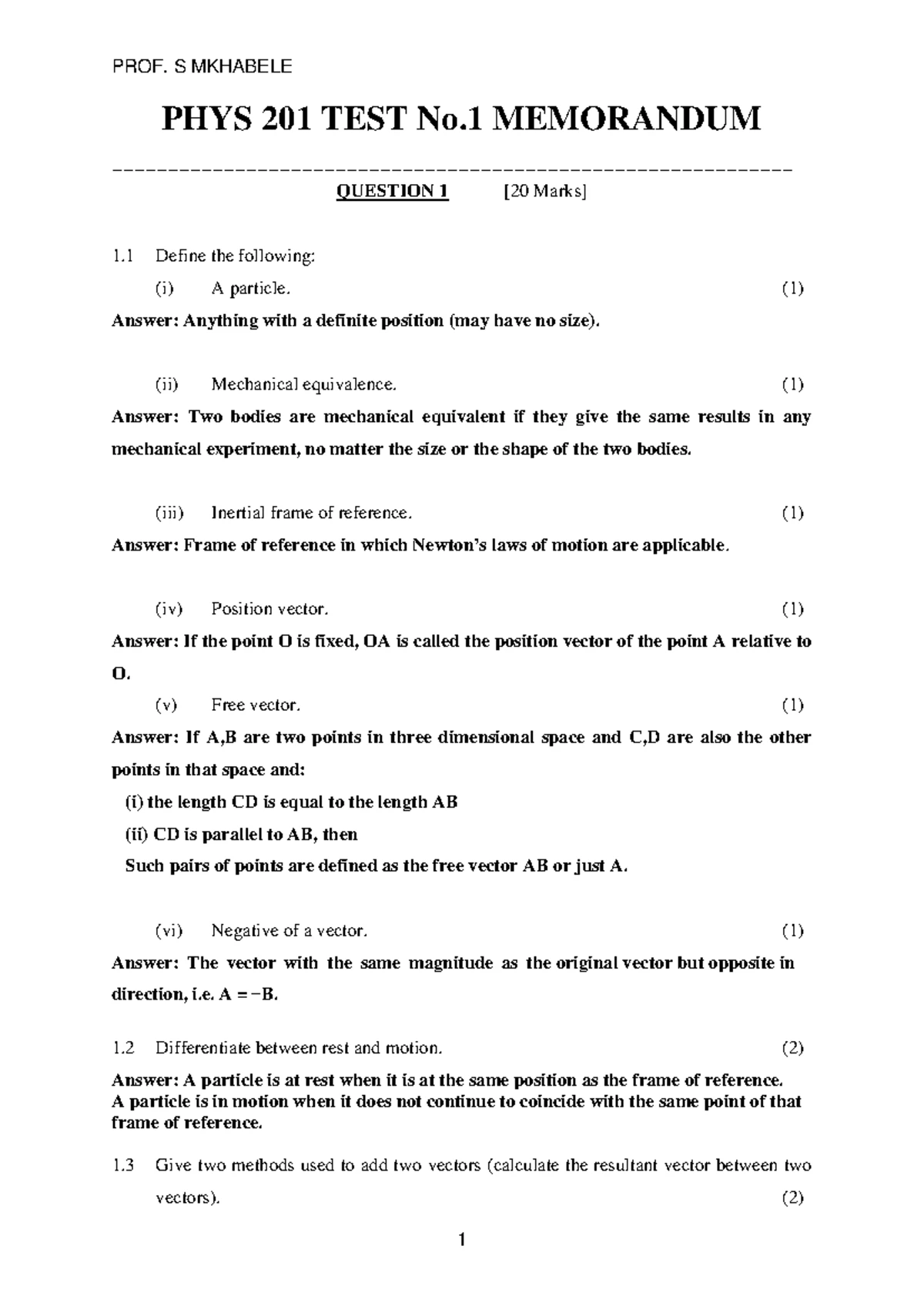 NSC Physical Sciences Grade 12 May/June 2023 Paper 2 & Memo Summary - Studocu