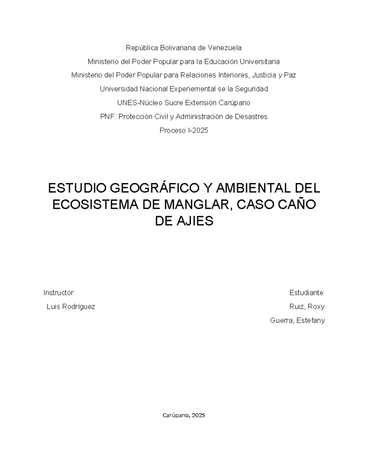Estudio Geográfico y Ambiental del Ecosistema de Manglar PNF ...