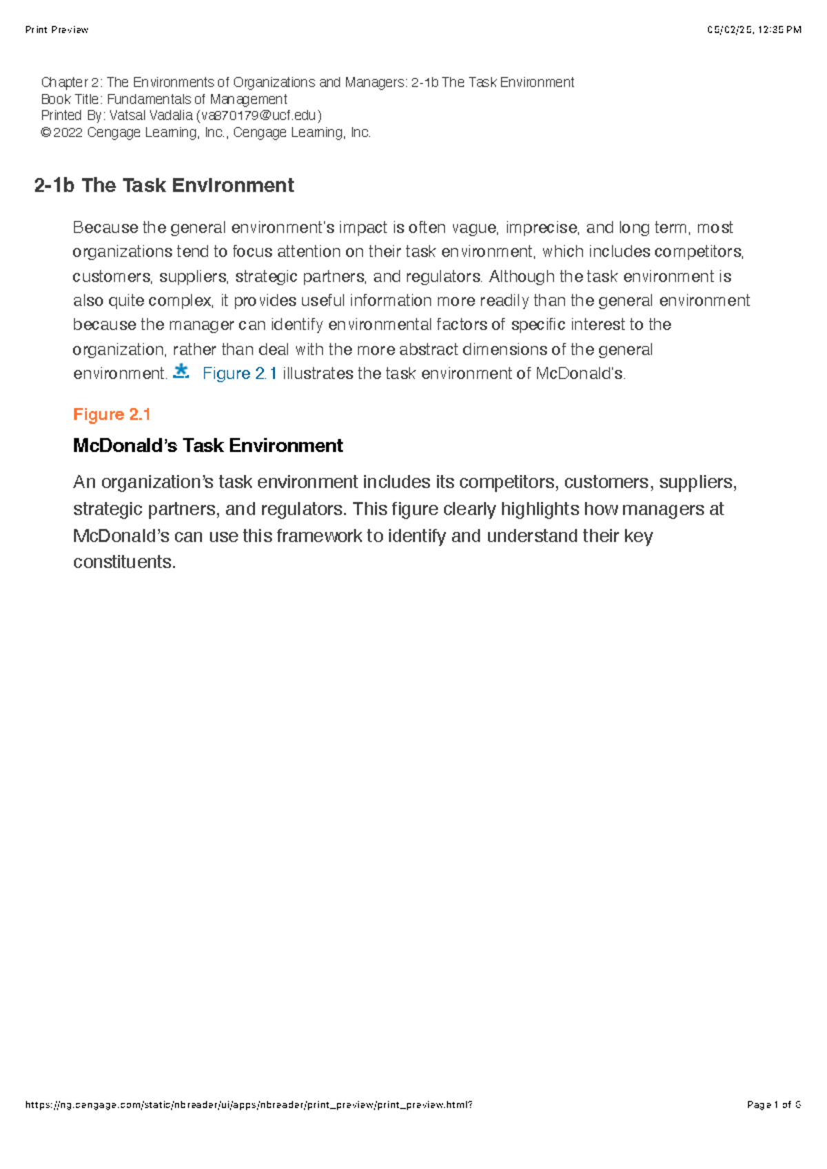 Fundamentals of Management: Chapter 2 - Overview of Task Environment ...