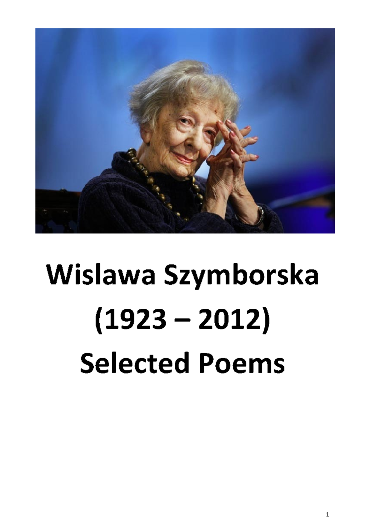 1. Wislawa Szymborska - Selected Poems - Student Collection - Wislawa ...