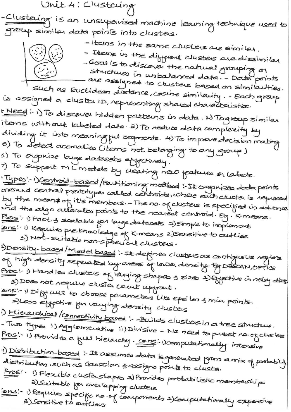 Unit 4: Clustering Techniques in Machine Learning - ABC - Studocu