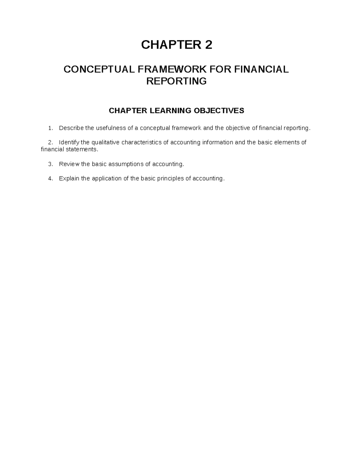 CHAPTER 2 CONCEPTUAL FRAMEWORK FOR FINANCIAL REPORTING - CHAPTER 2 ...