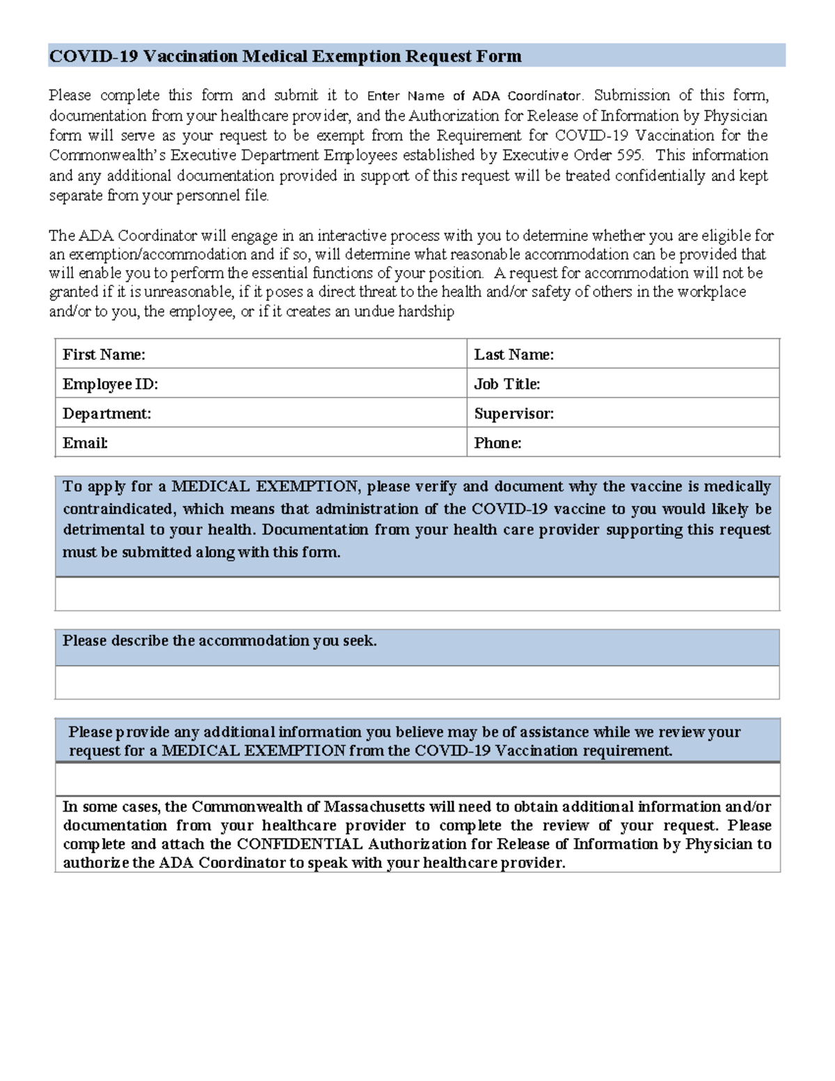 COVID-19 Vaccination Medical Exemption Request Form - 9921 - Studocu