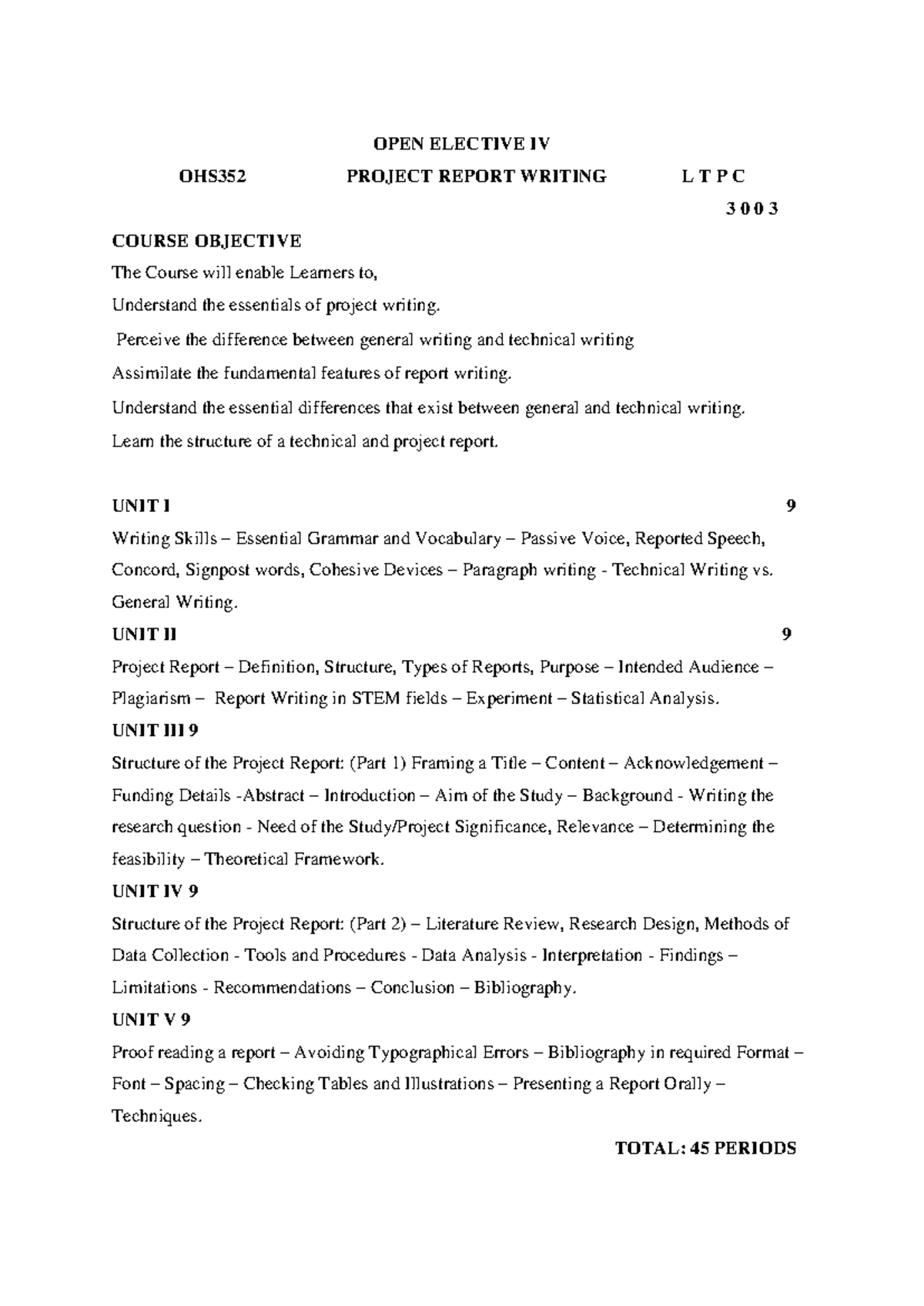 OHS352 Project Report Writing Guide: Essentials & Structure - Studocu