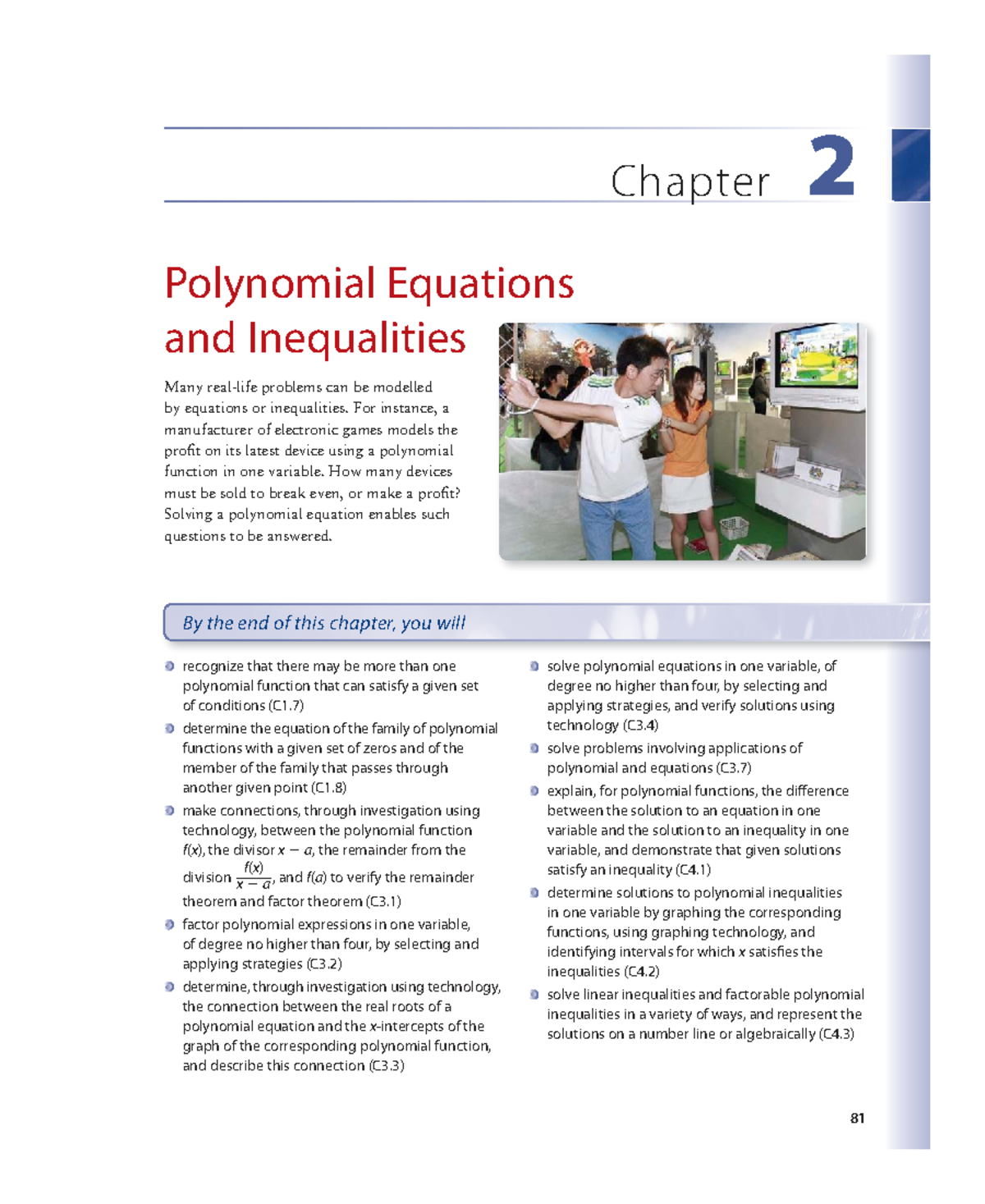 Chapter 2: Polynomial Equations and Inequalities - Advanced Functions ...