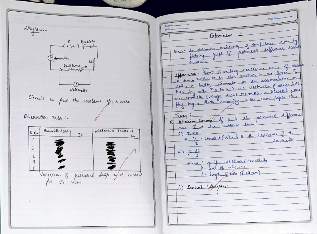 K I Battery Experiment 1: Determining Wire Resistivity and Graphing V ...