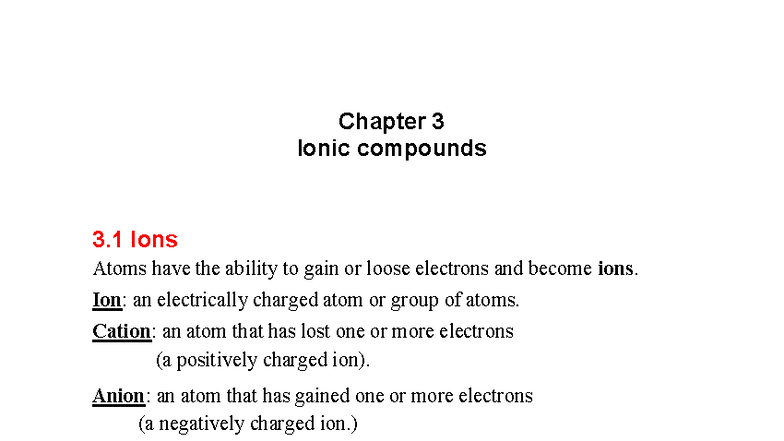 03 Lecture Notes - Ionic Compounds: Understanding Ions and Their ...