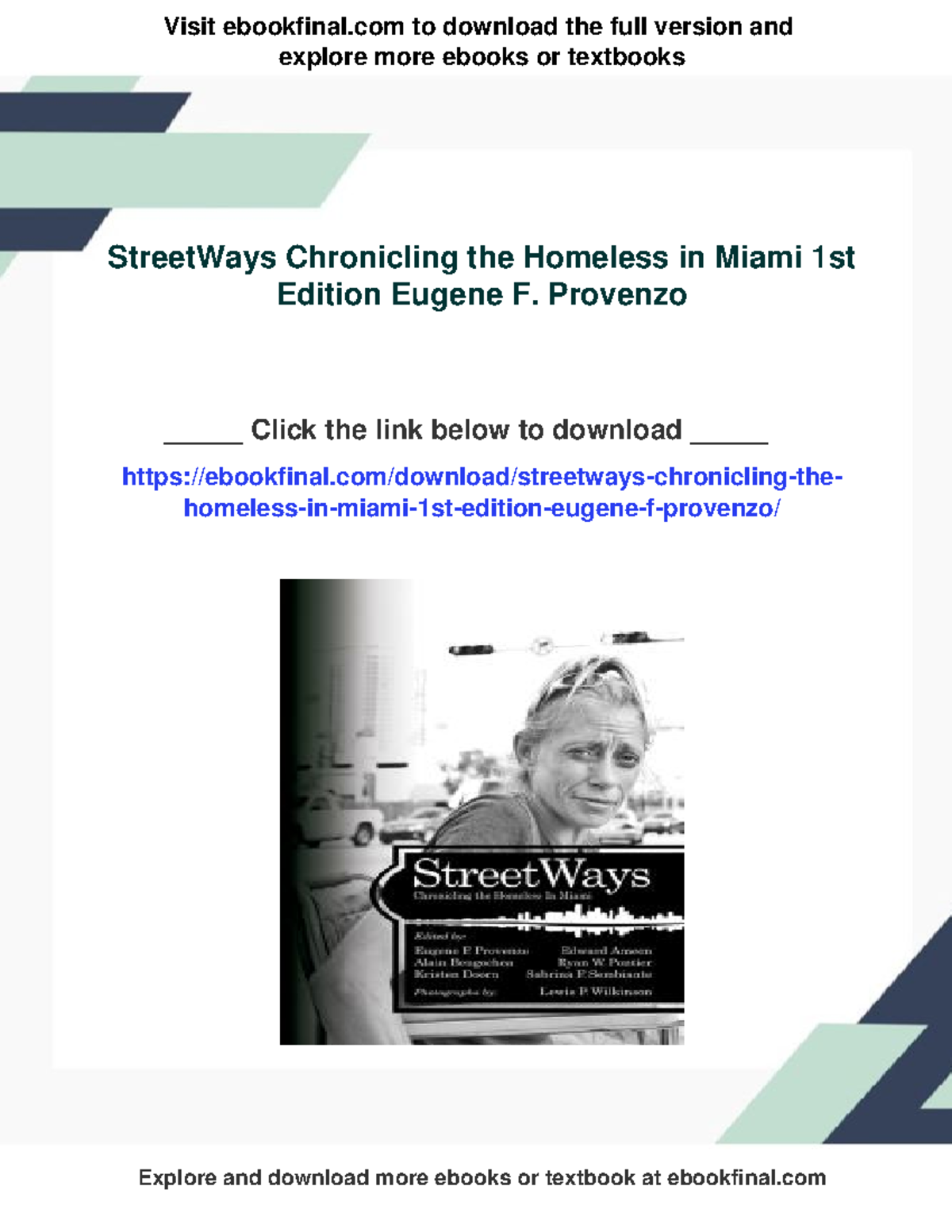 StreetWays: Chronicling the Homeless in Miami - 1st Edition Insights ...