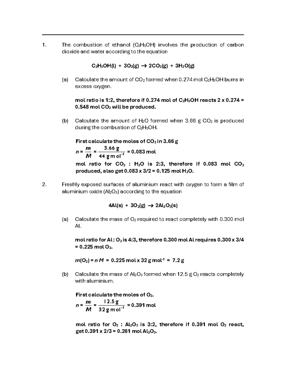 Extra Stoichiometry 1 Answers (Chem 101) - Studocu
