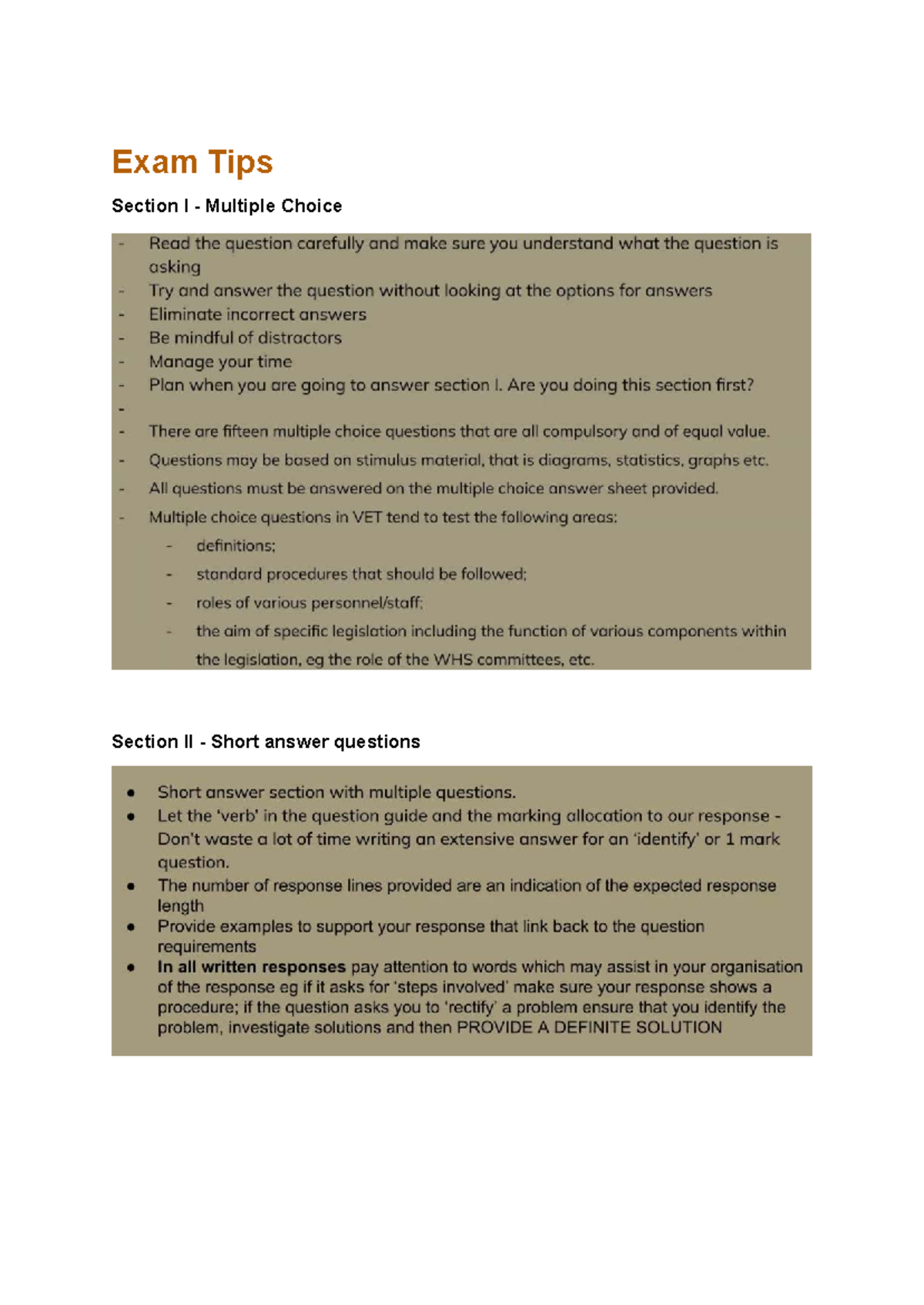 Business Services Study Guide - 2025 - Exam Tips Section I - Multiple ...