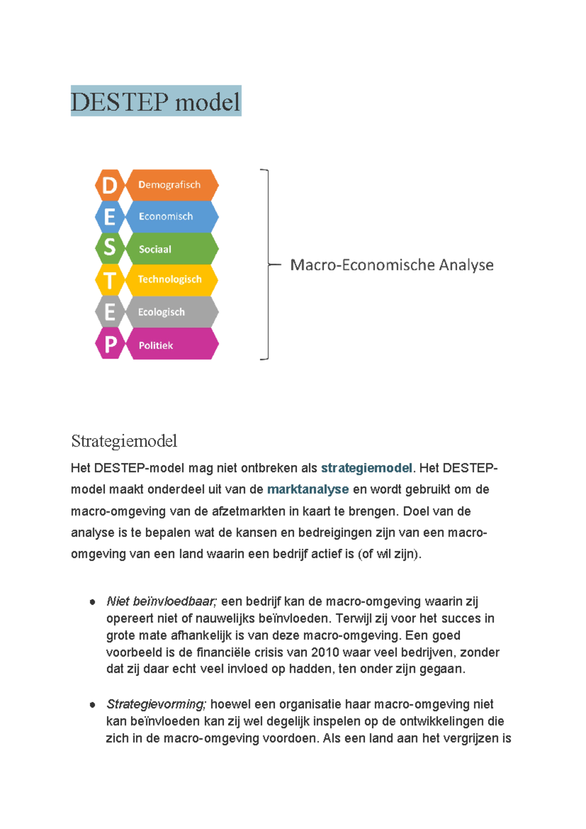 DESTEP Model Analyse: Strategische Factoren voor Ondernemingen ...
