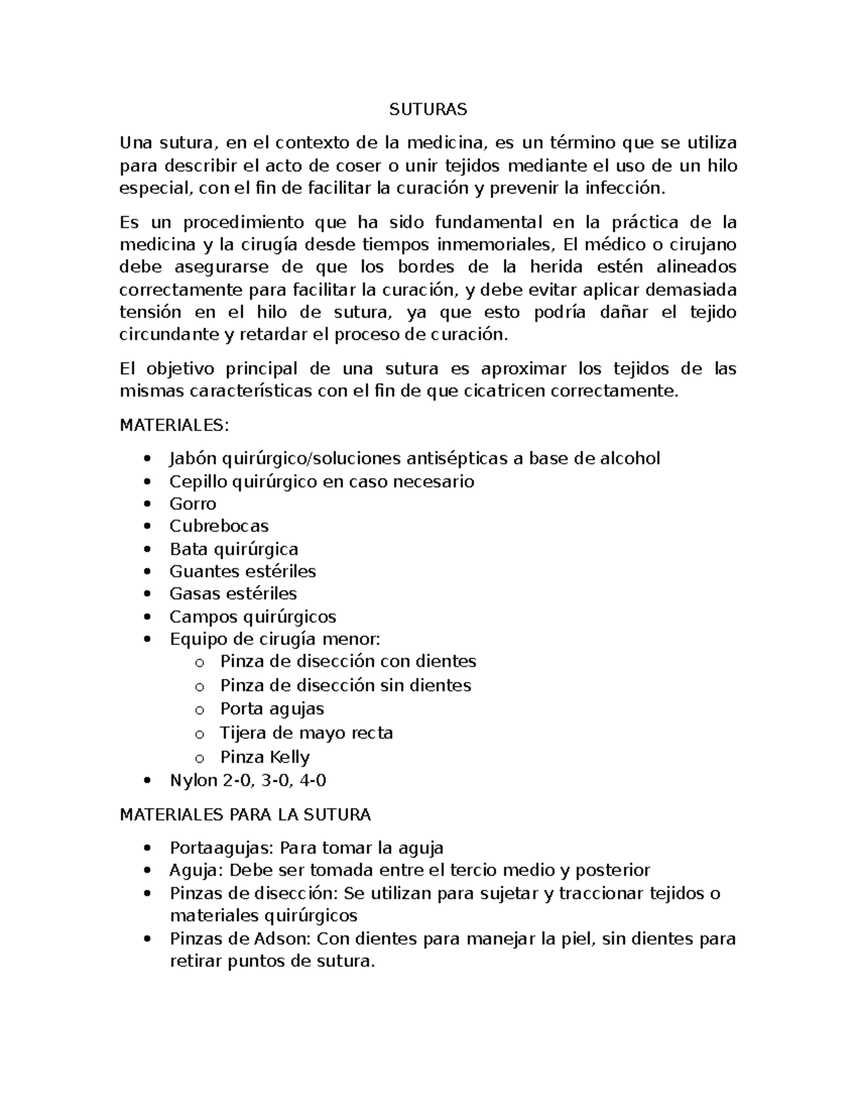 Suturas en Medicina: Punto Simple y Doble Sarnoff - Guía Práctica - Studocu