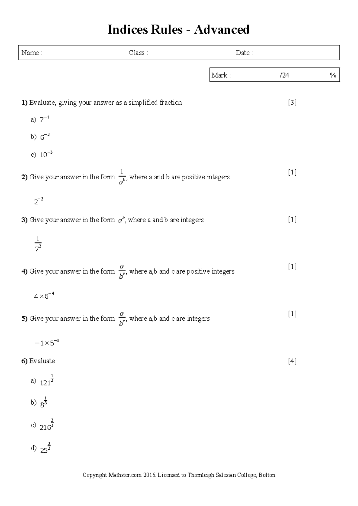 Indices Rules - Advanced - Class Notes for Math 101 - Studocu