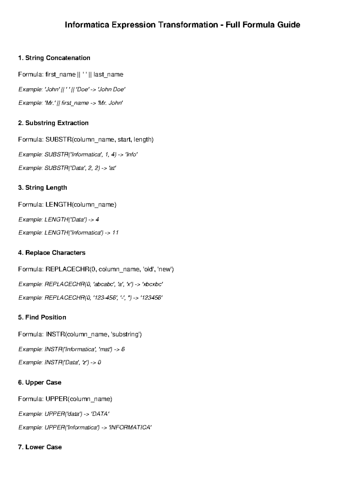 Informatica Expression Transformation - Comprehensive Formula Guide ...