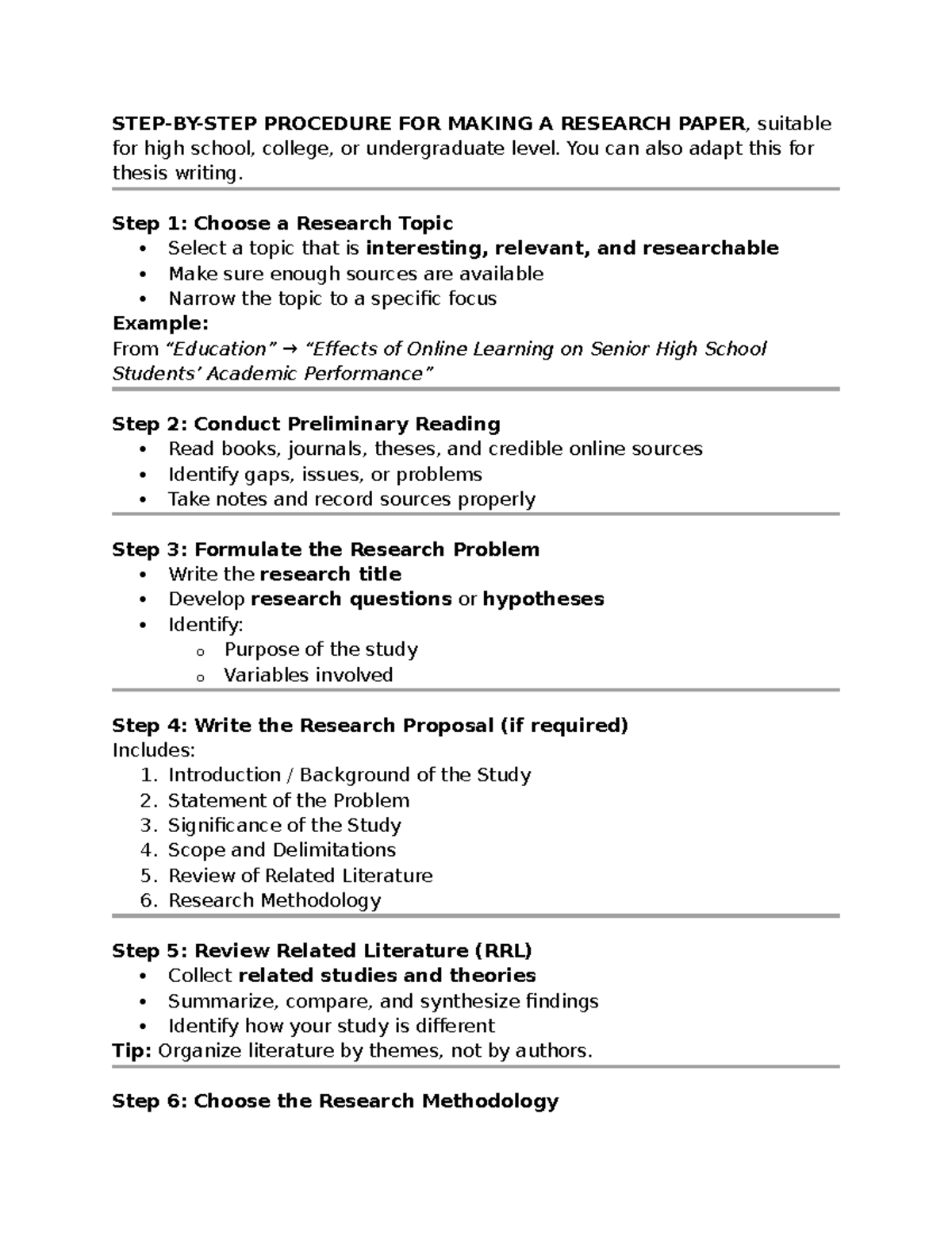 Research Paper Writing Procedure: A Guide for HS & College Students ...