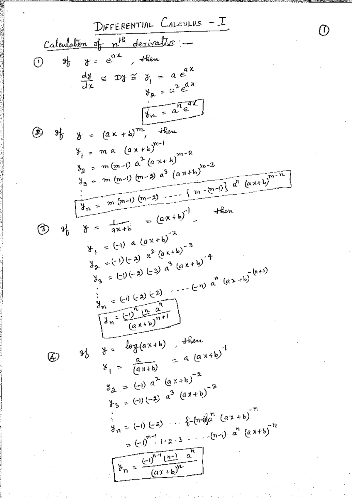 Differential Calculus II: nth Derivative Calculations and Applications ...