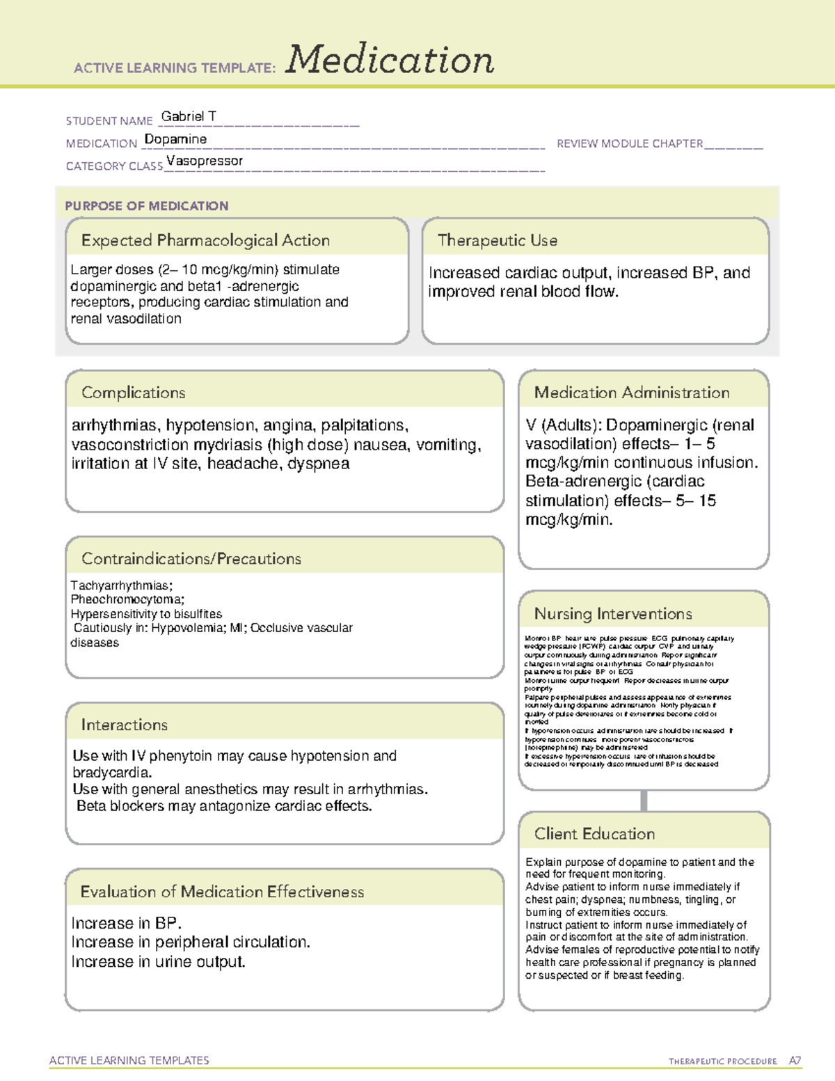 ATI Medication Template - ACTIVE LEARNING TEMPLATES TherapeuTic ...