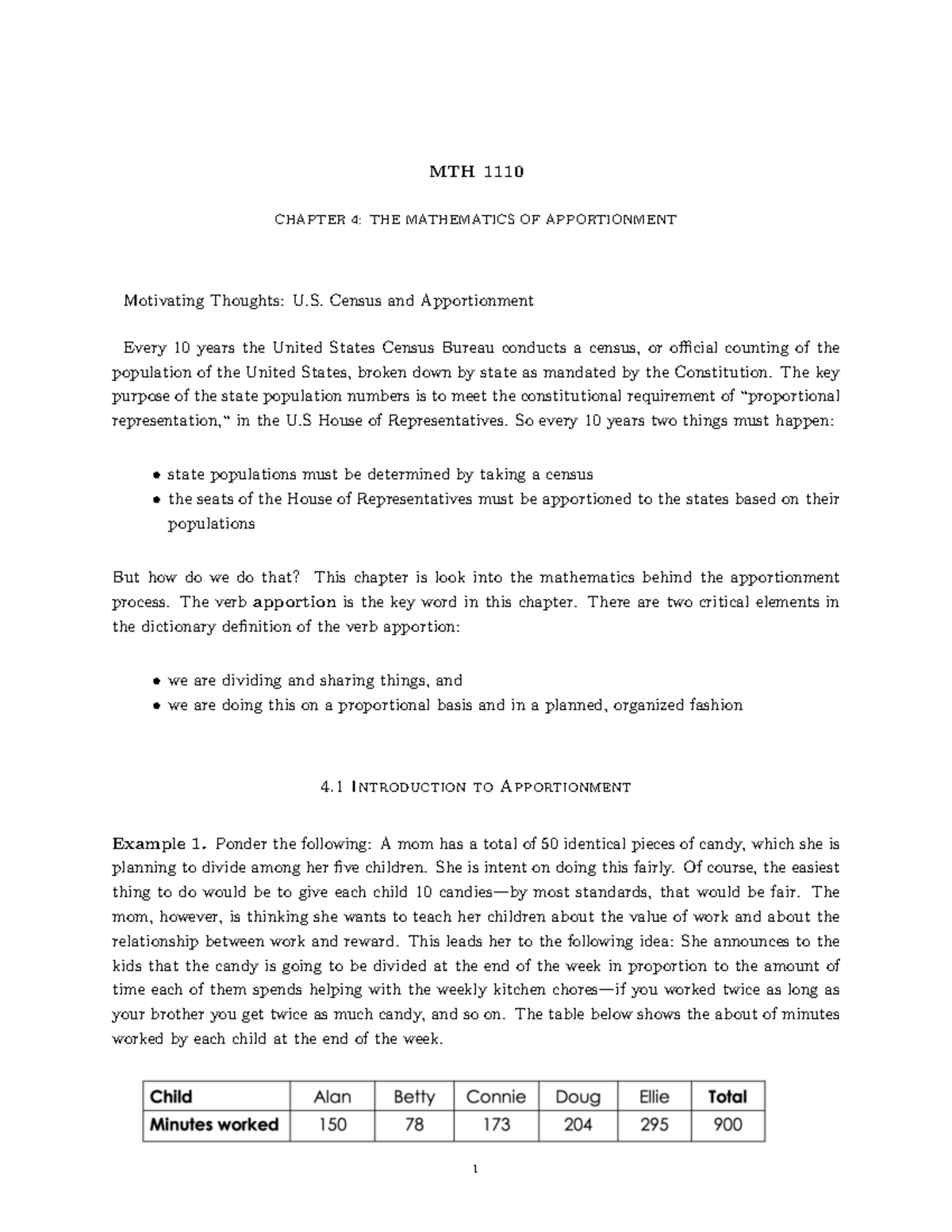Ch 4.1-2 Apportionment - hamilton - MTH 1110 ####### CHAPTER 4: THE ...