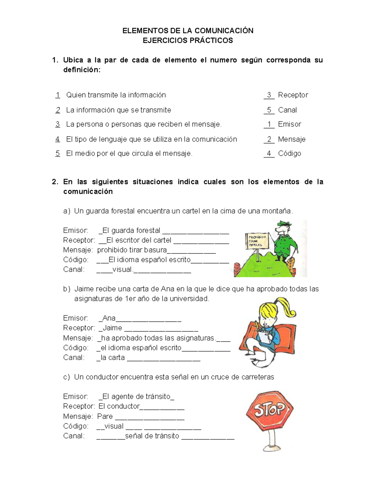Ejercicios Prácticos sobre Elementos de la Comunicación - Studocu