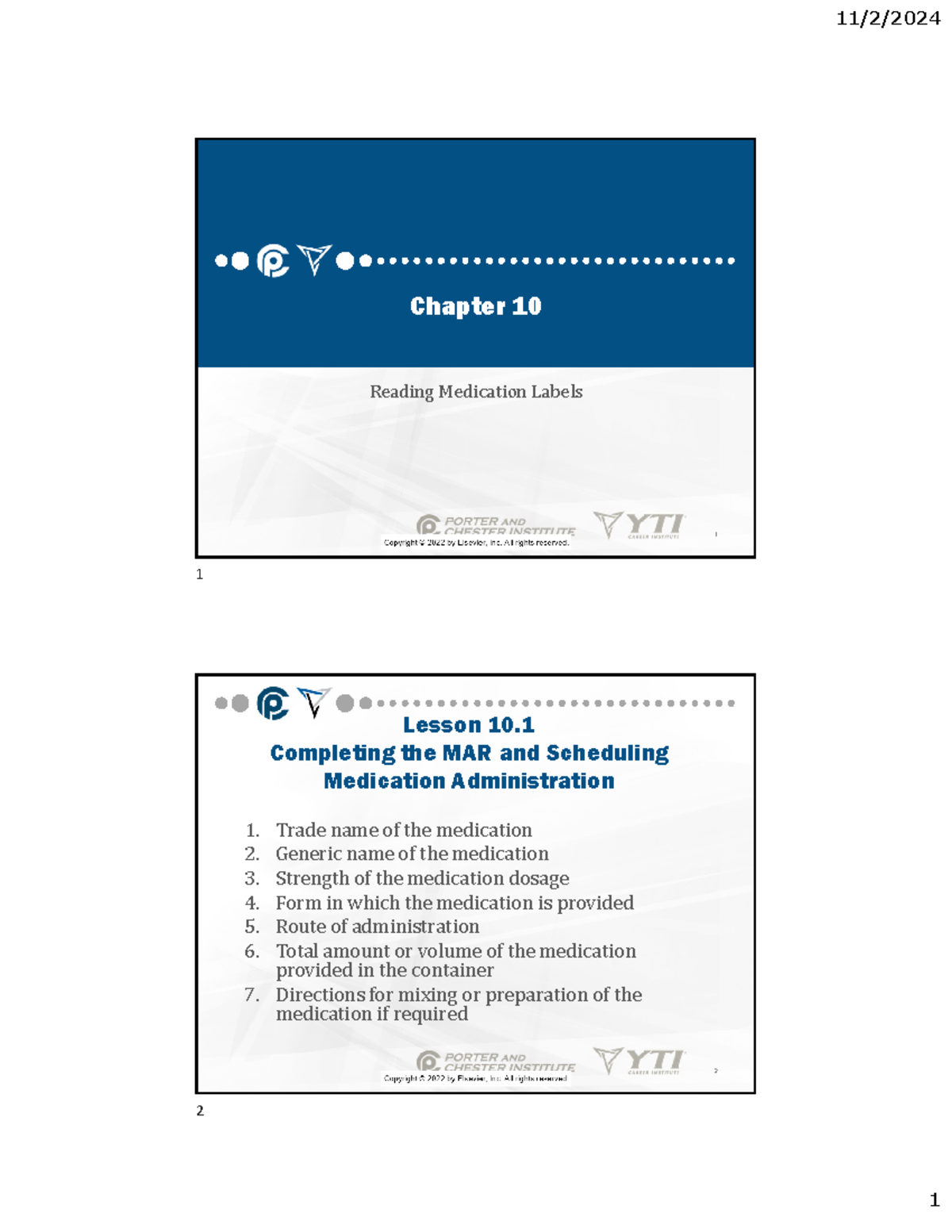 Chap 10 Student Slides - nursing notes - 1 Chapter 10 Reading ...