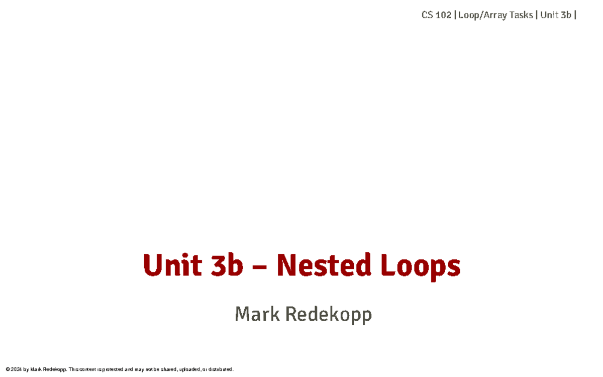 CS 102 Unit 3b Nested Loops Coding Tasks and Implementation - Studocu