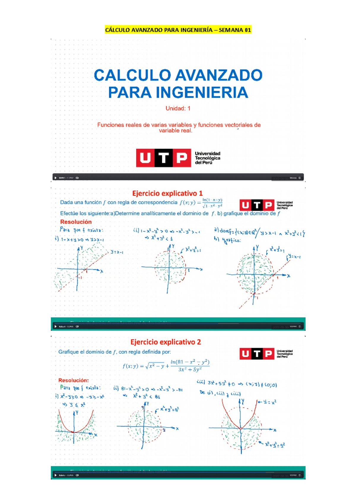 CAPI - Semana 01 - Resumen general de clase. - Calculo avanzado para ingenieria - CÁLCULO ...
