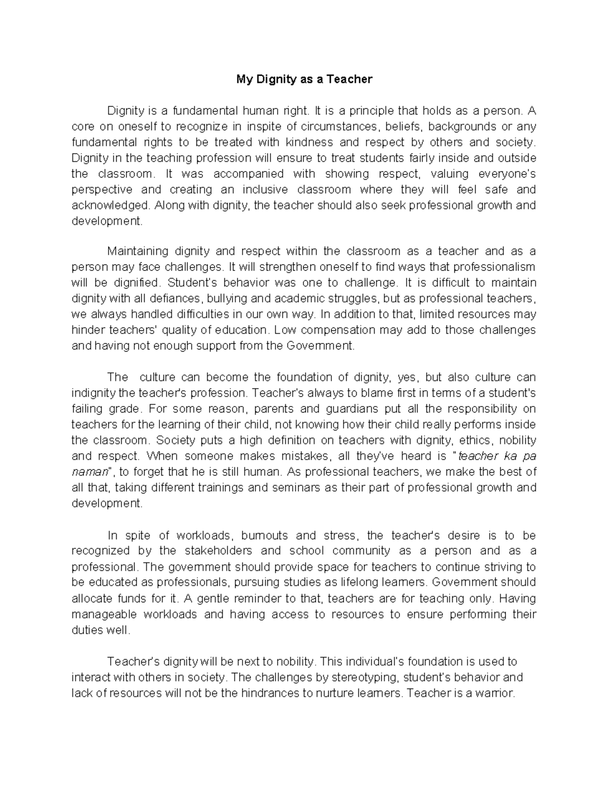 Maintaining Professional Dignity in Teaching: Challenges & Insights ...