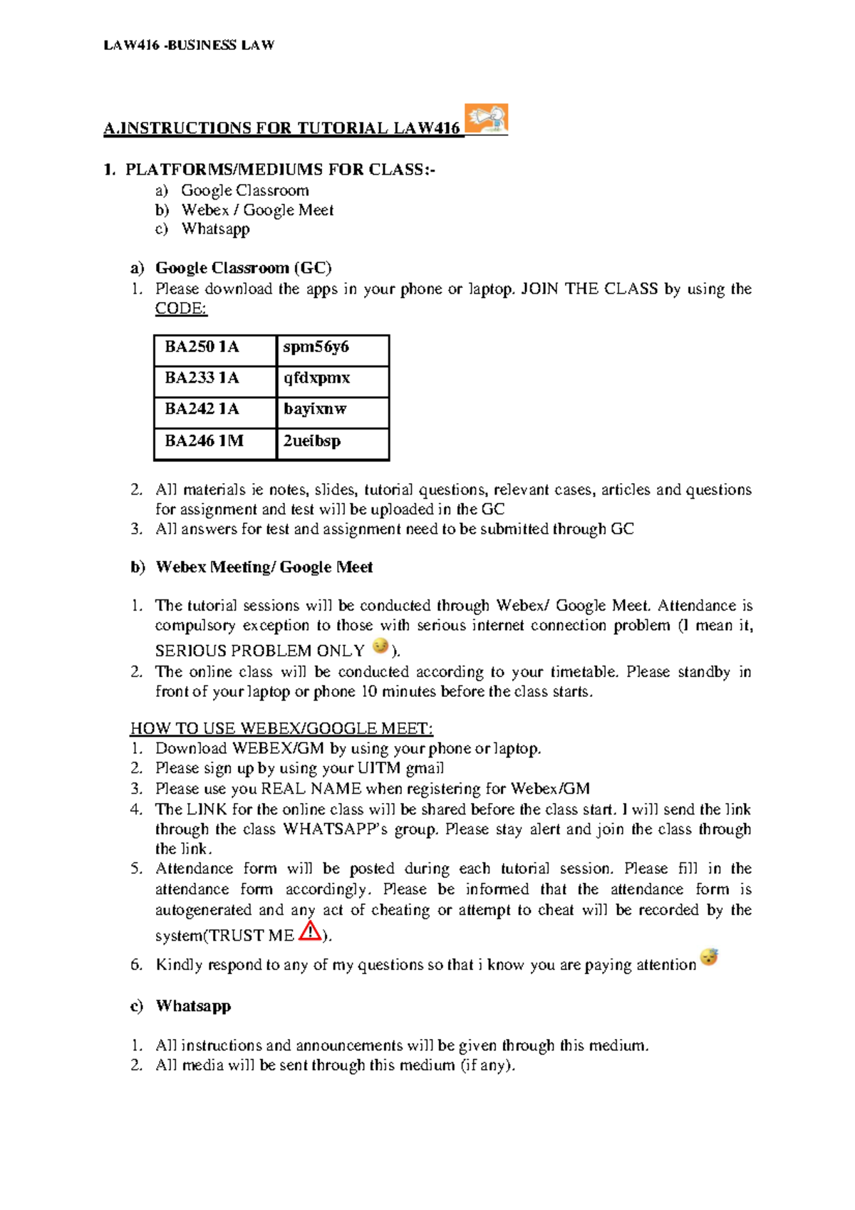 Guideline FOR Tutorial LAW416 - LAW416 -BUSINESS LAW A FOR TUTORIAL LAW ...