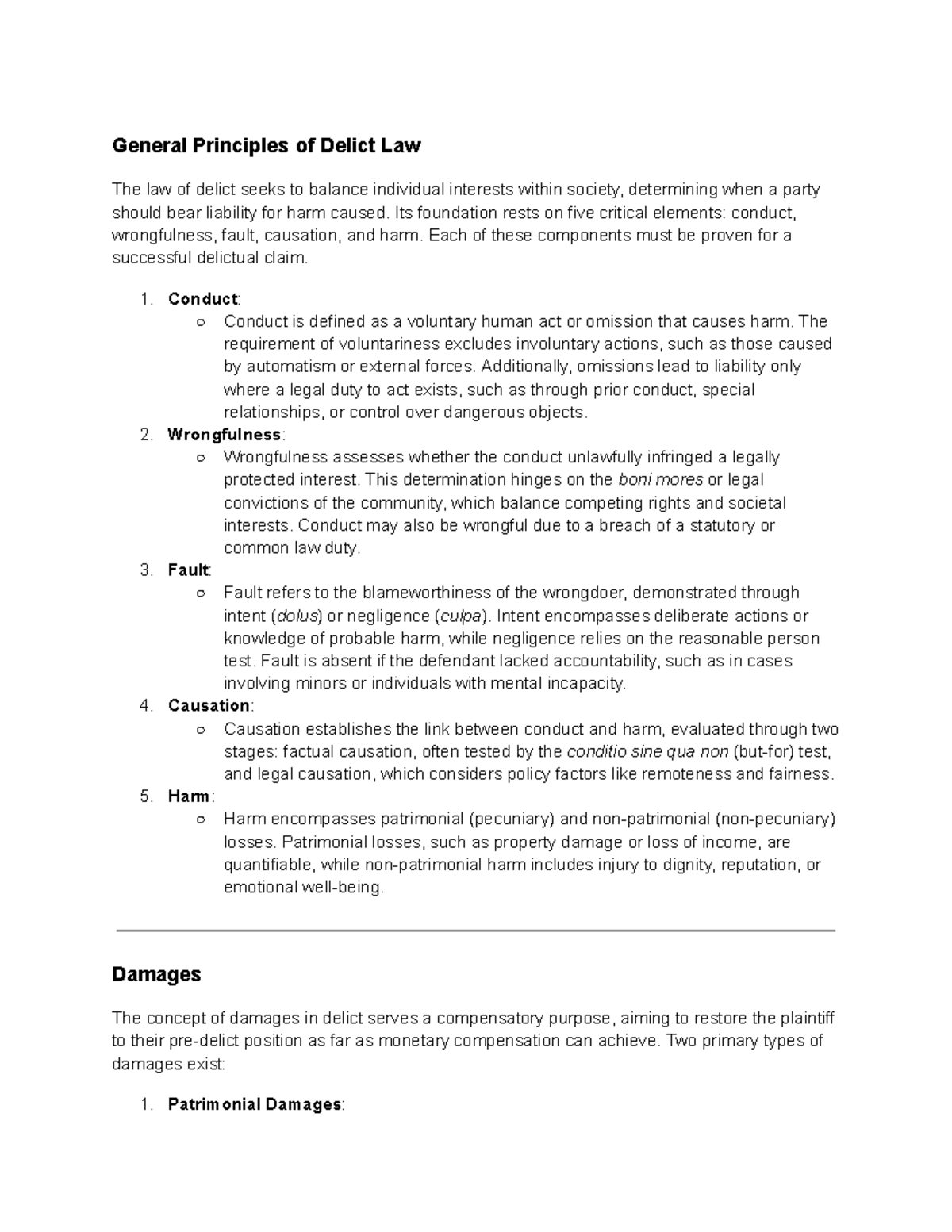Delict Law Notes for Exam 2024: Key Principles and Cases Explained ...