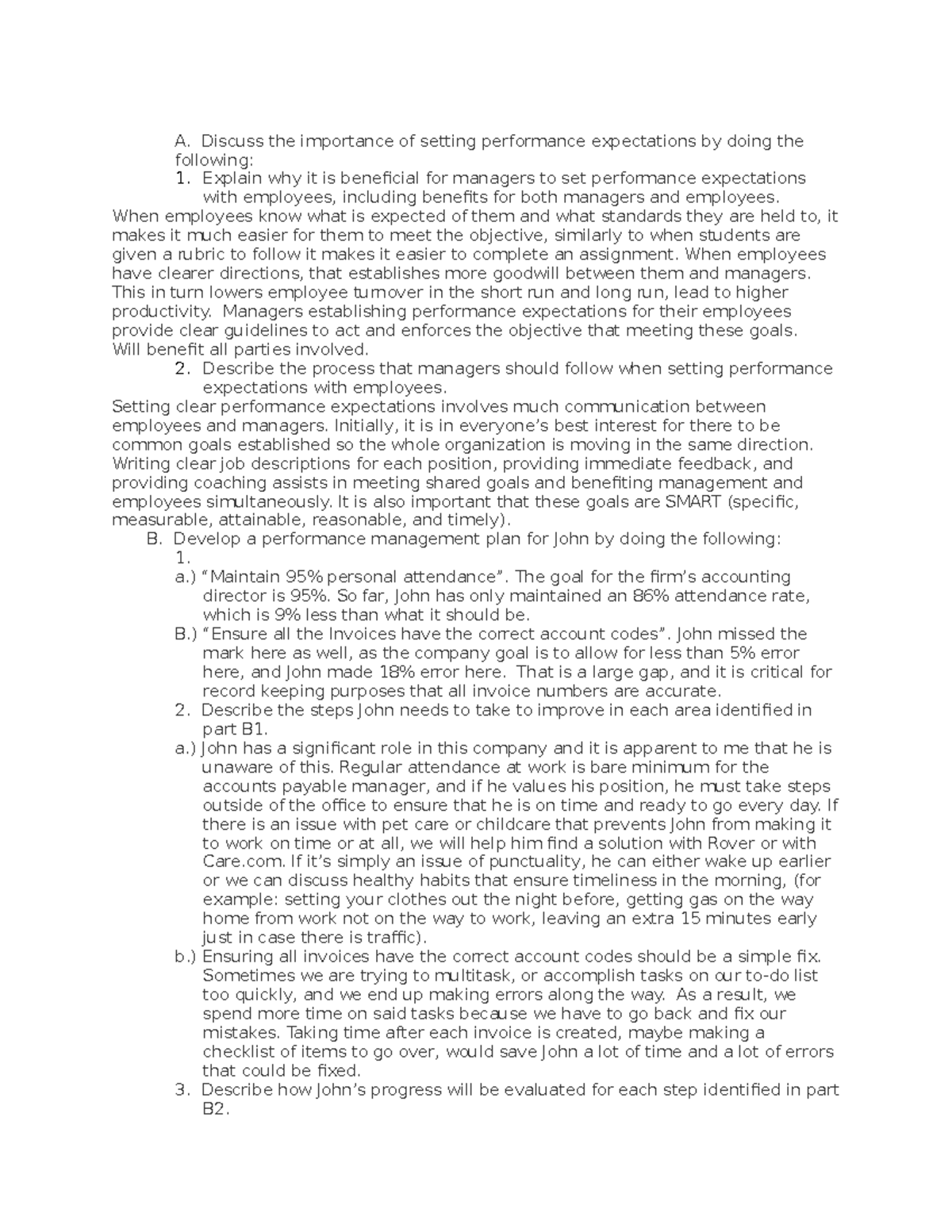 Task 2 C235 - Task 2 completed - A. Discuss the importance of setting ...