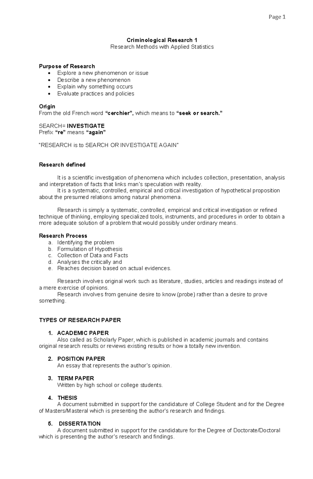 CRIM-101: Criminological Research Methods & Statistics Overview Notes ...