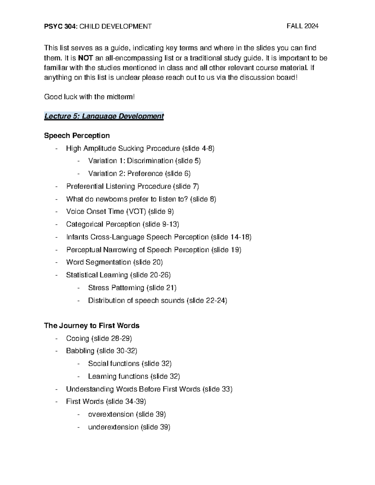 Midterm 2 study guide - This list serves as a guide, indicating key terms and where in the ...