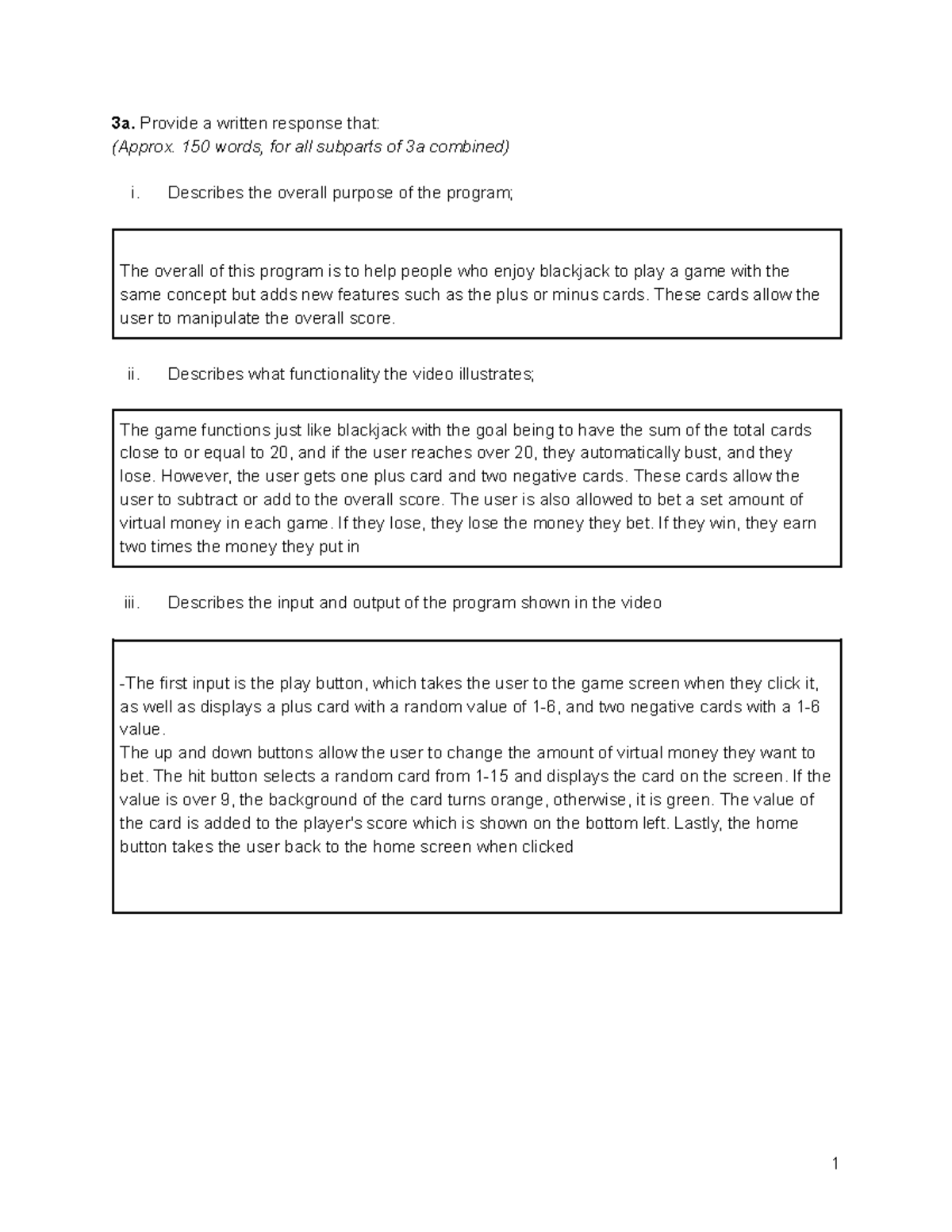 Copy of CS101 Create Performance Task Written Response - Studocu