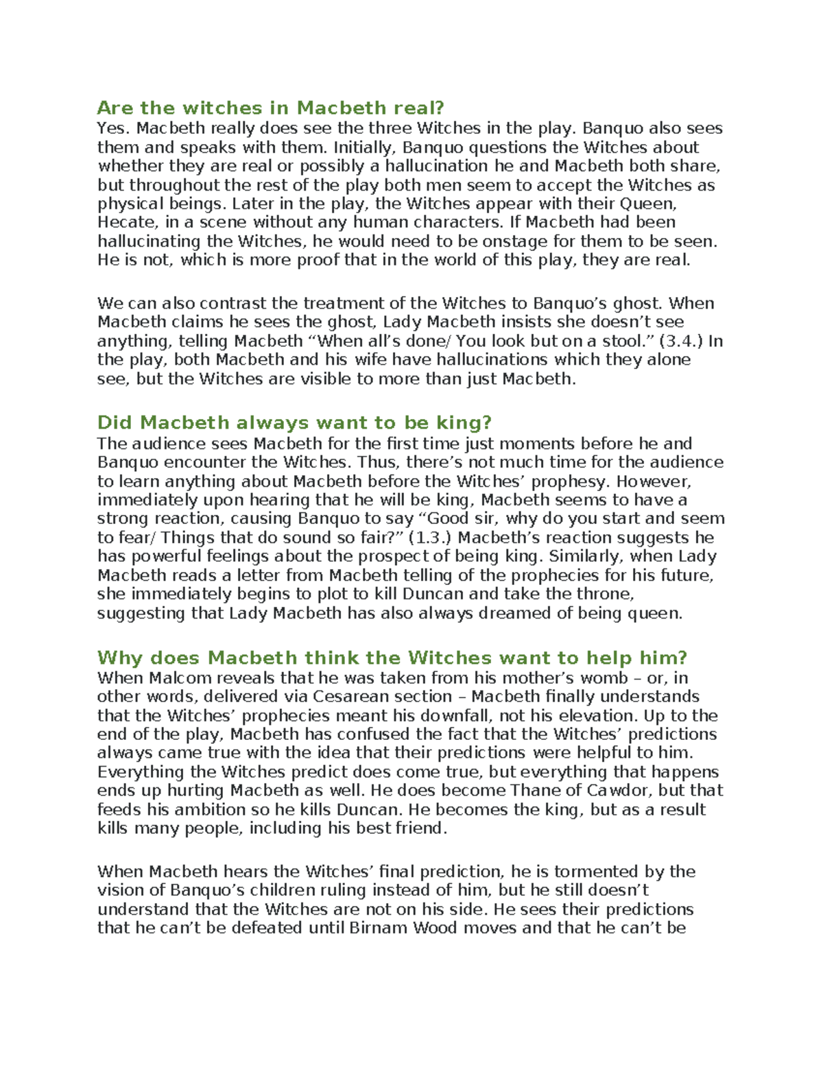 Macbeth (ENG 101) - Comprehensive Summary and Analysis of Key Themes - Studocu