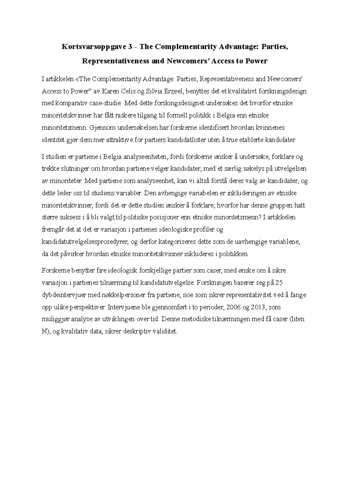 Kortsvarsoppgave 3 - The Complementarity Advantage: Parties & Access to ...