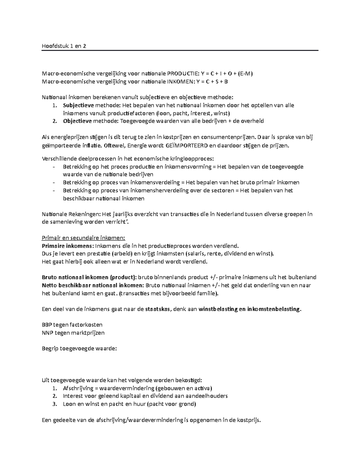 Vastgoed Economie Hoofdstuk 1 en 2: Macro-economische Analyse - Studeersnel