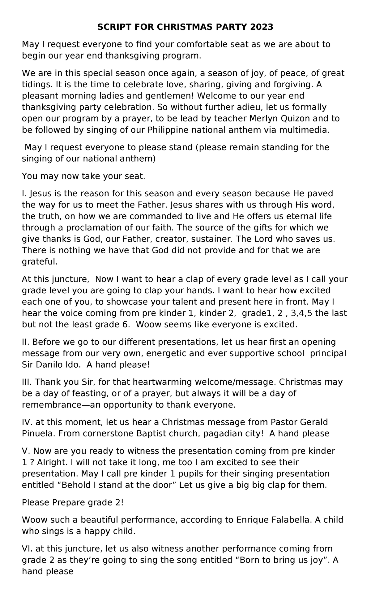 Script FOR Christmas Party 2023 - SCRIPT FOR CHRISTMAS PARTY 2023 May I ...