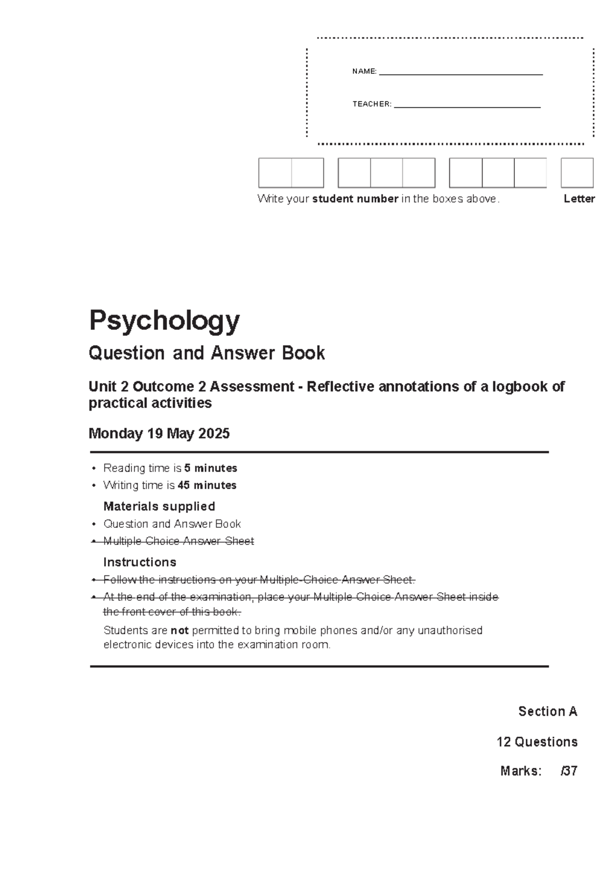 2025 PSYCHOLOGY UNIT 2 AOS 2 Practical Activities Q&A - Studocu