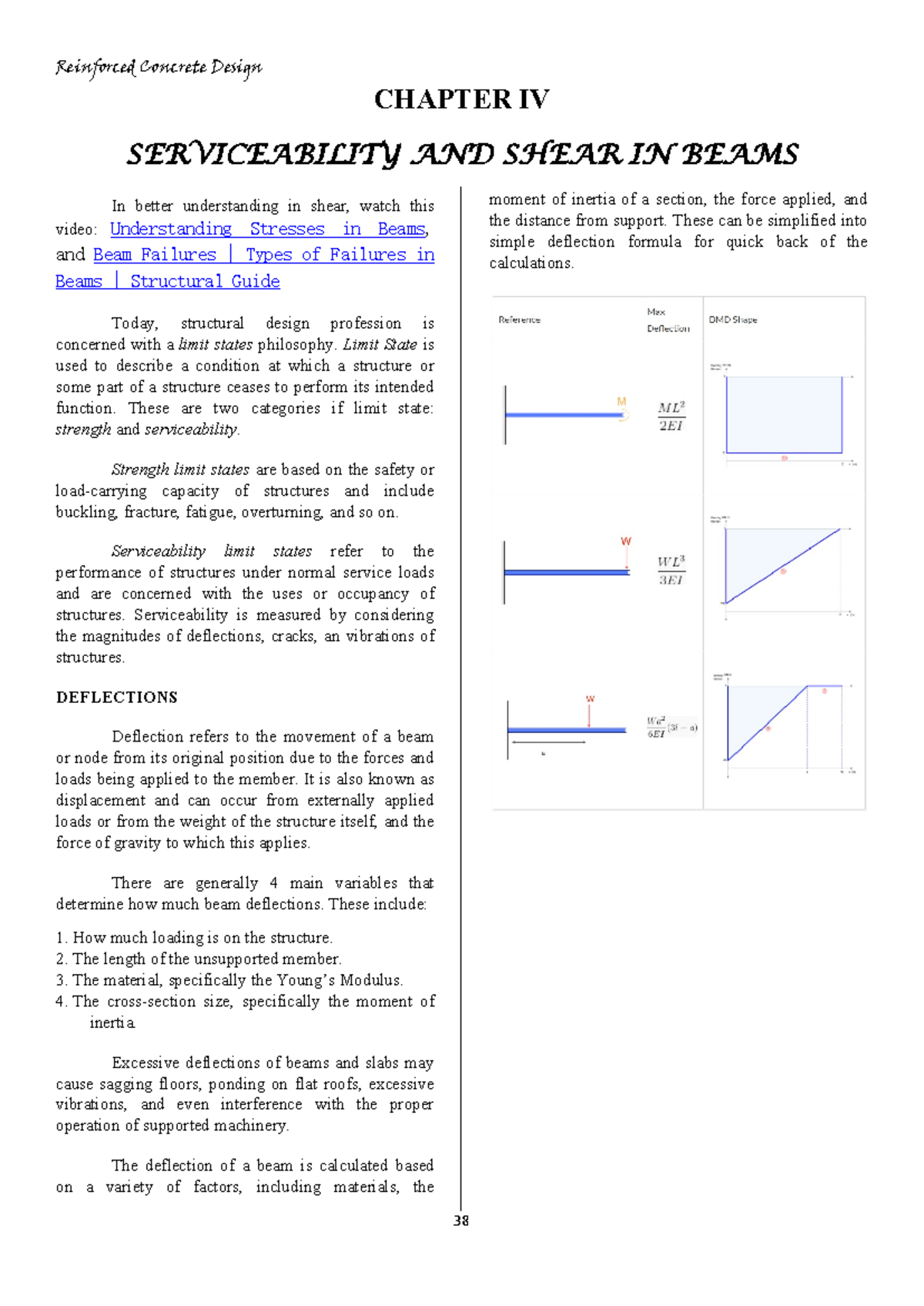 Reinforced Concrete Design: Chapter IV - Serviceability & Shear in ...