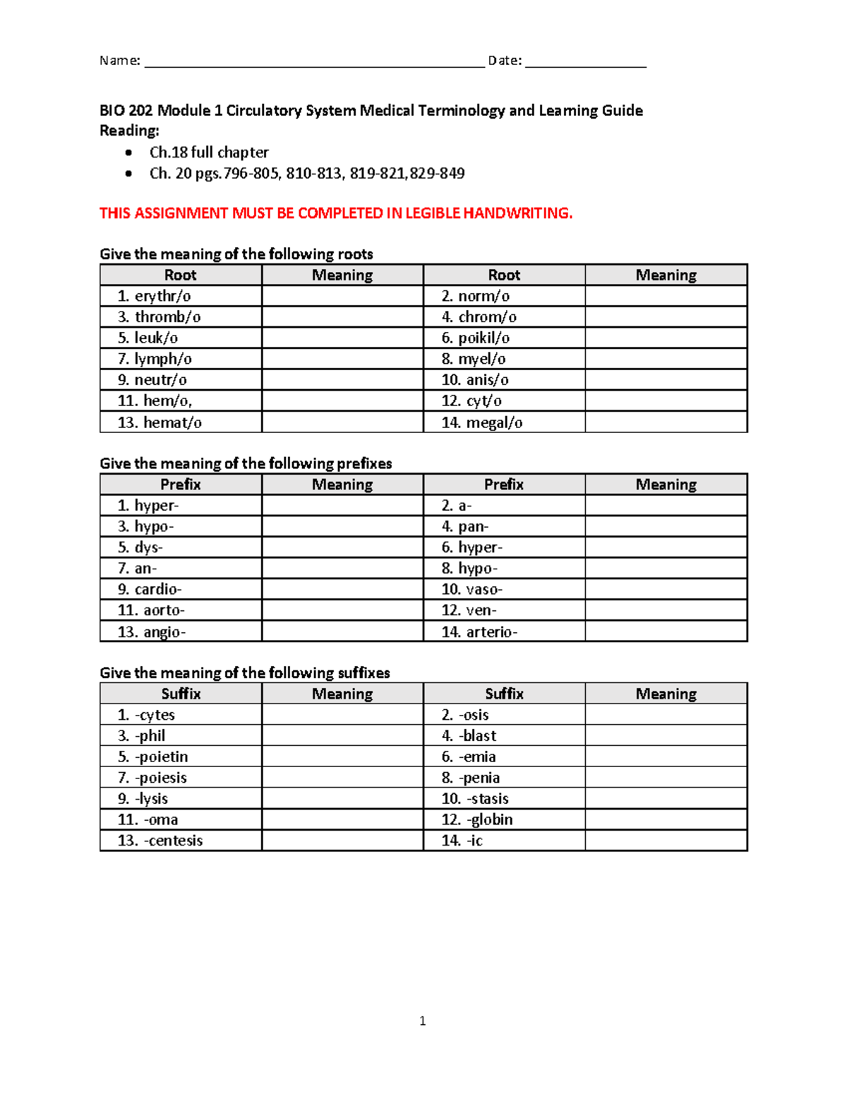 BIO 202 Module 1 Final Exam Learning Guide: Circulatory System - Studocu