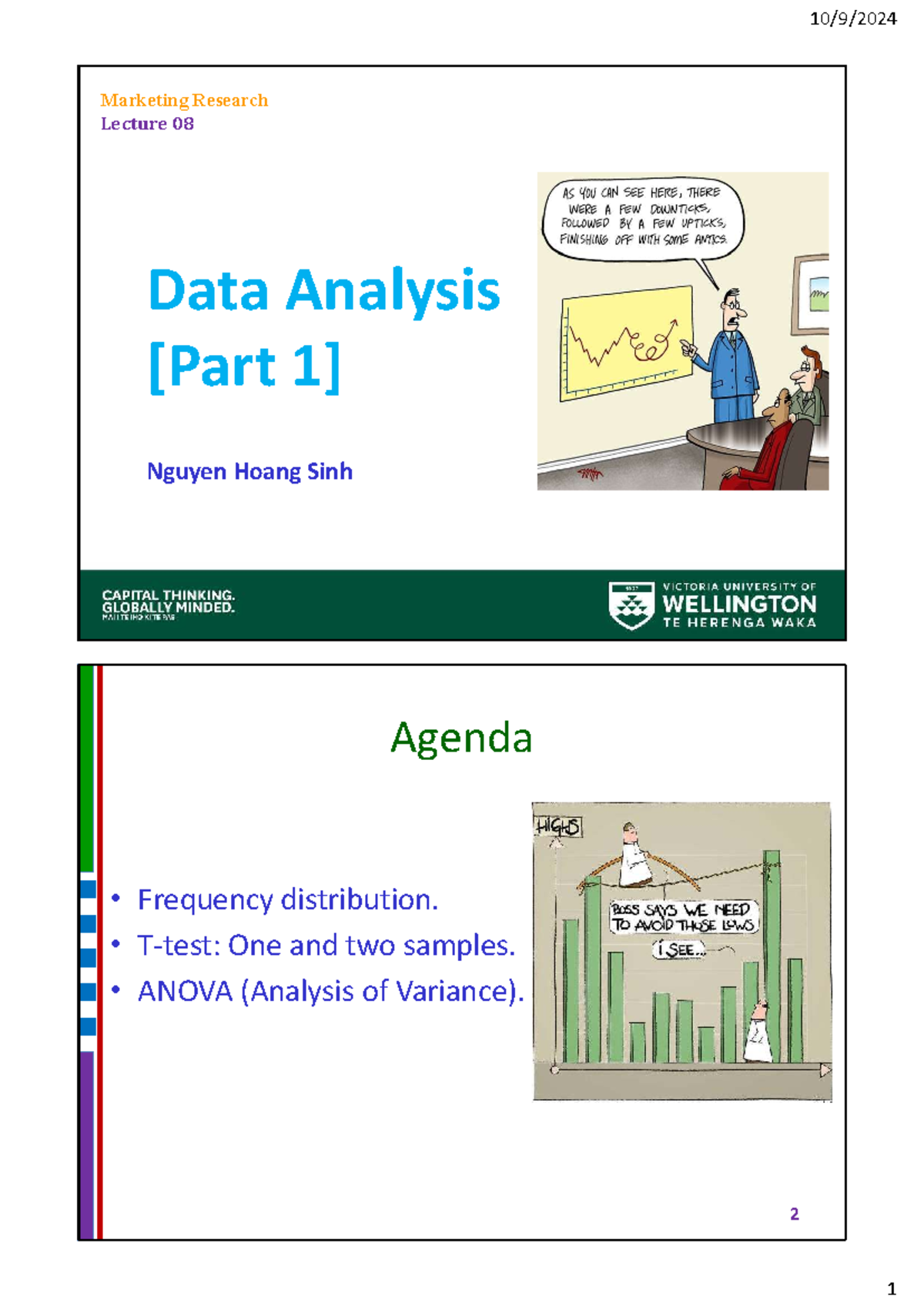 Marketing Research Lecture 08: Data Analysis & ANOVA Insights - Studocu